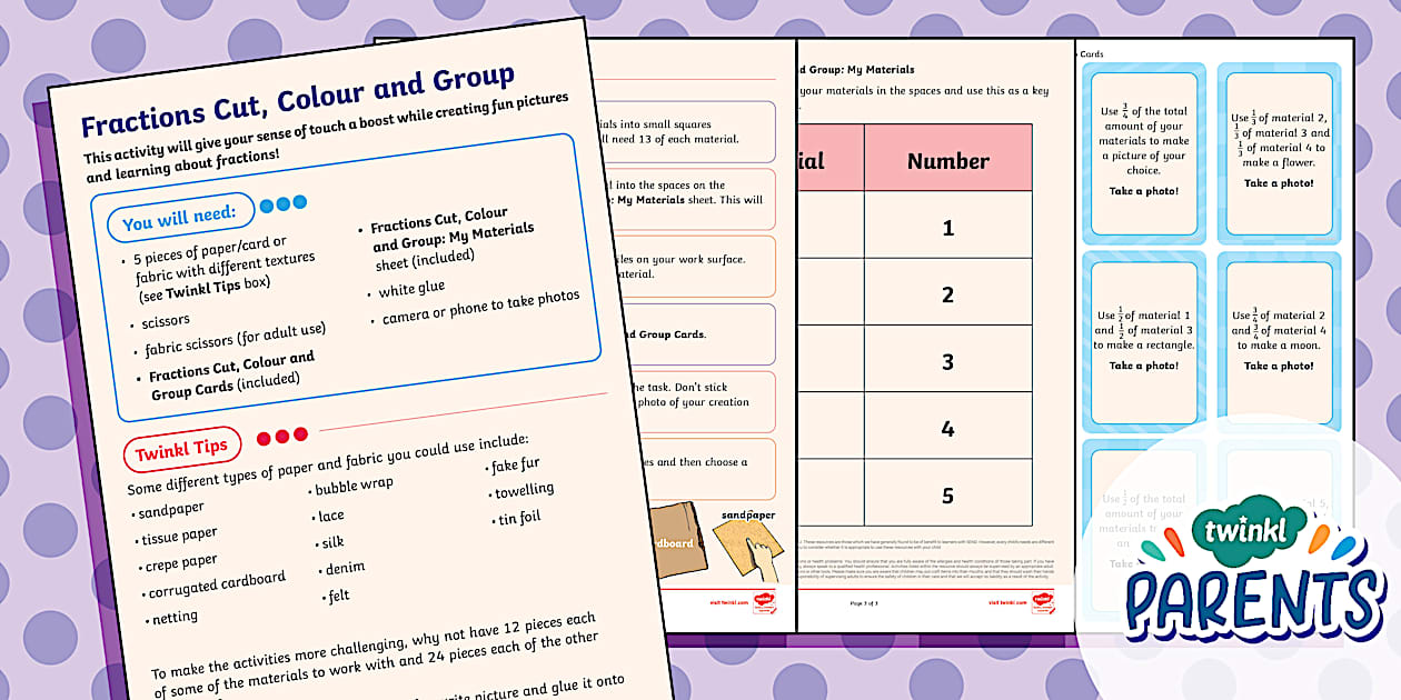 SEND Maths Support: Fractions Cut, Colour and Group