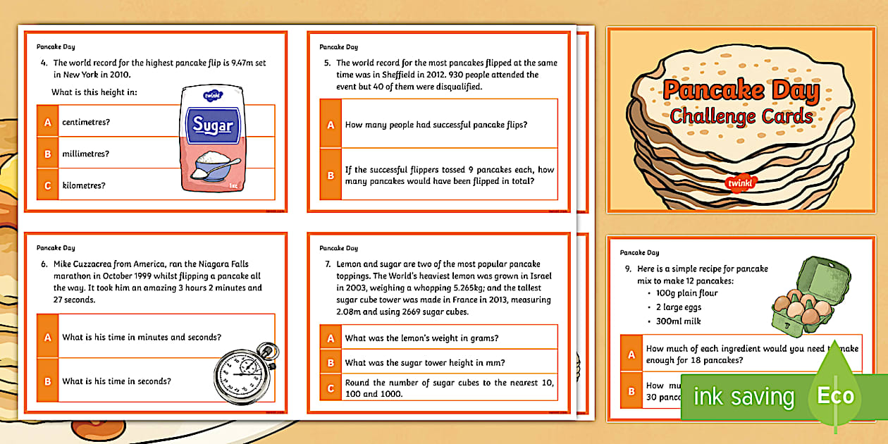 Y6 Pancake Day Maths Challenge Cards (teacher made) - Twinkl