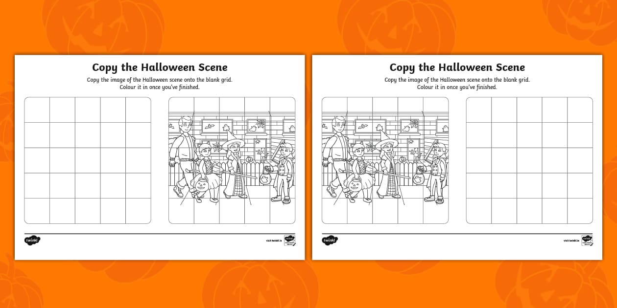 Copy the Halloween Scene Worksheet - Twinkl