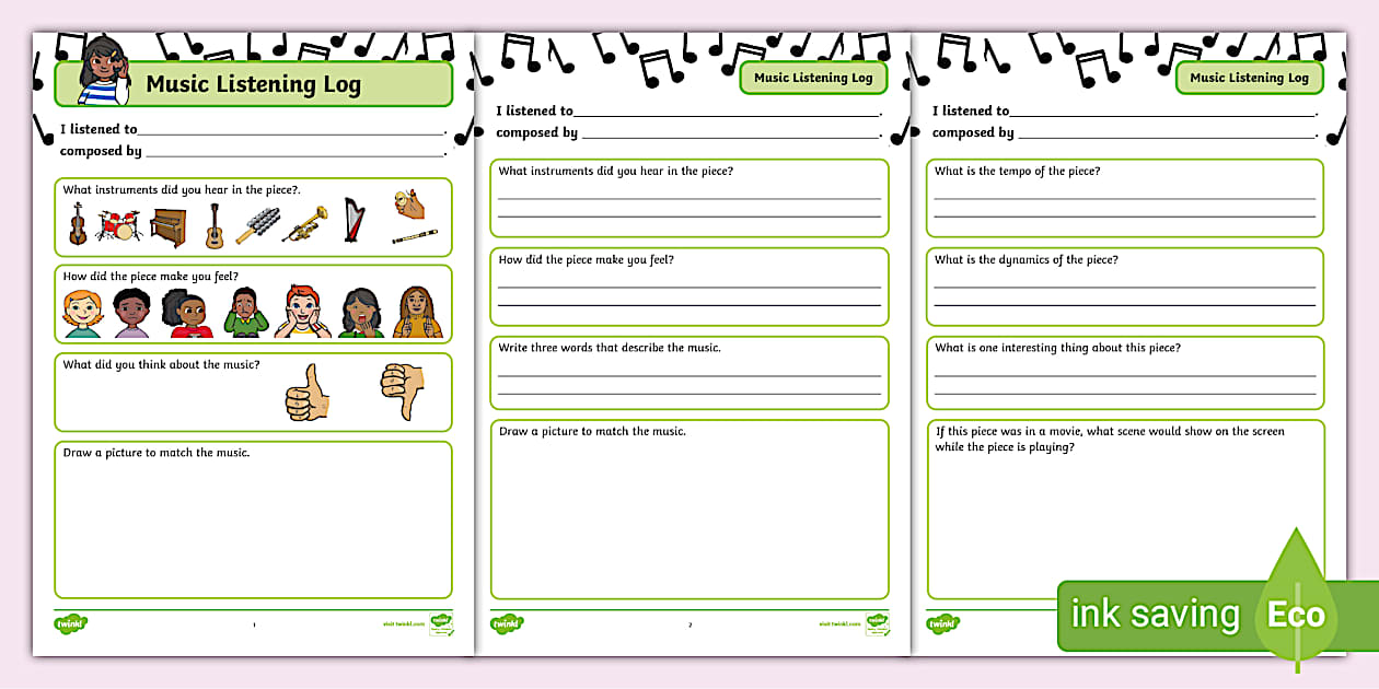 Music Listening Log (teacher made) - Twinkl
