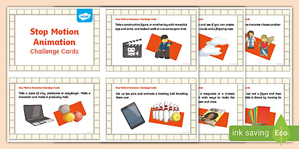 Stop Motion Animation Challenge Cards (teacher made)
