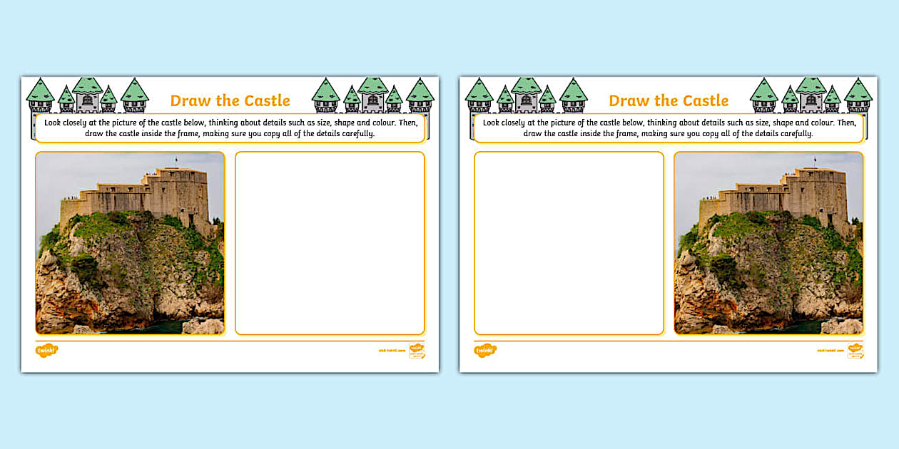 Draw the Castle Worksheet - Twinkl Art Activities - Twinkl