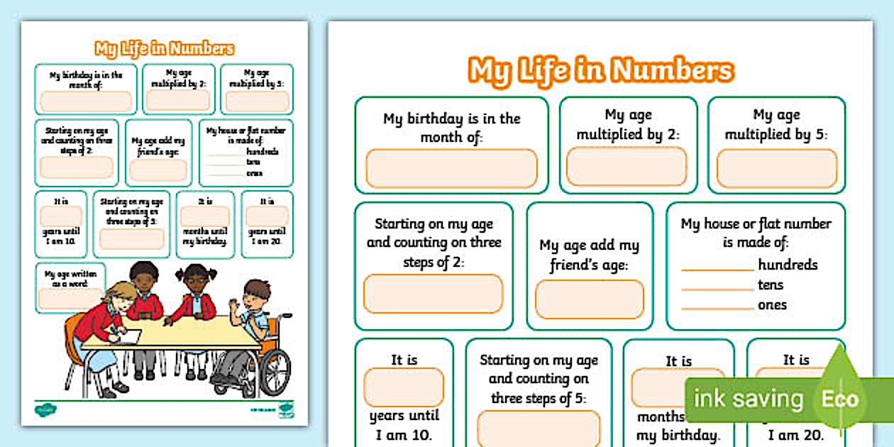 KS1 My Life in Numbers Worksheet (Teacher-Made) - Twinkl