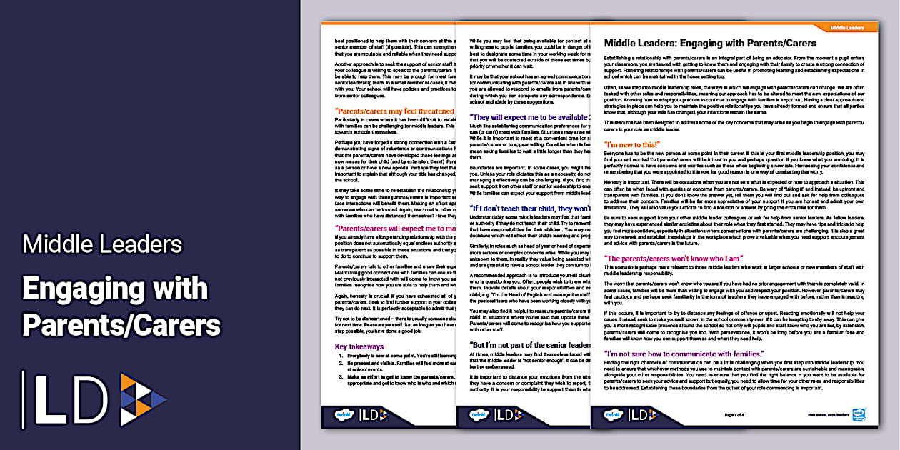 Middle Leaders: Engaging with Parents/Carers (teacher made)