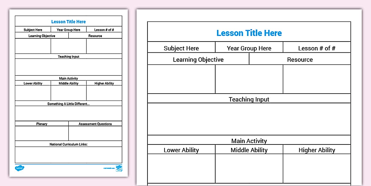 Lesson Plan Template (teacher made) - Twinkl