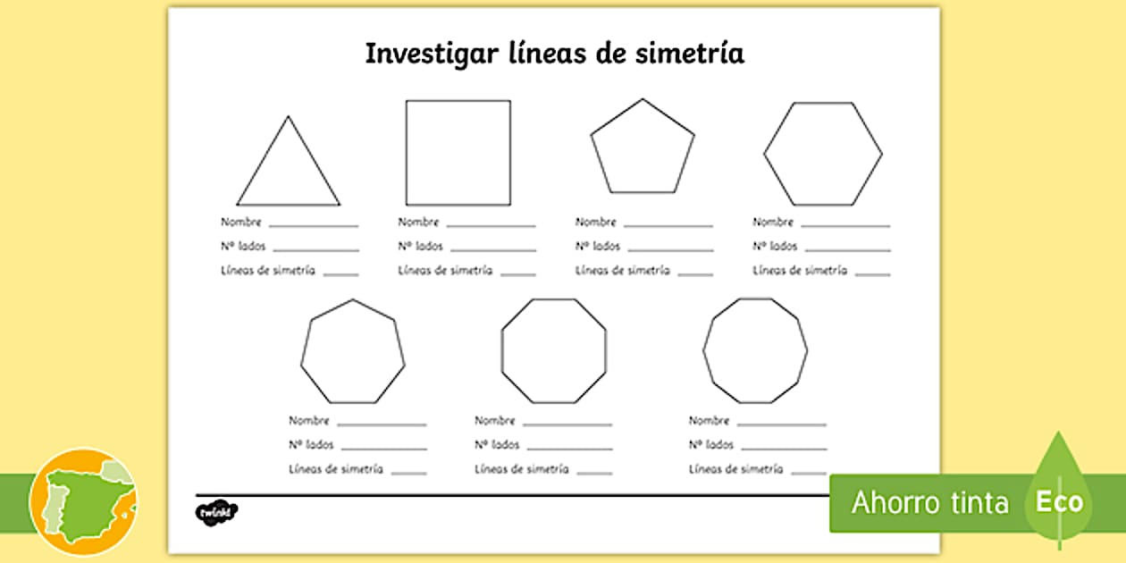 Ficha de actividad: Investigar ejes de simetría - Twinkl
