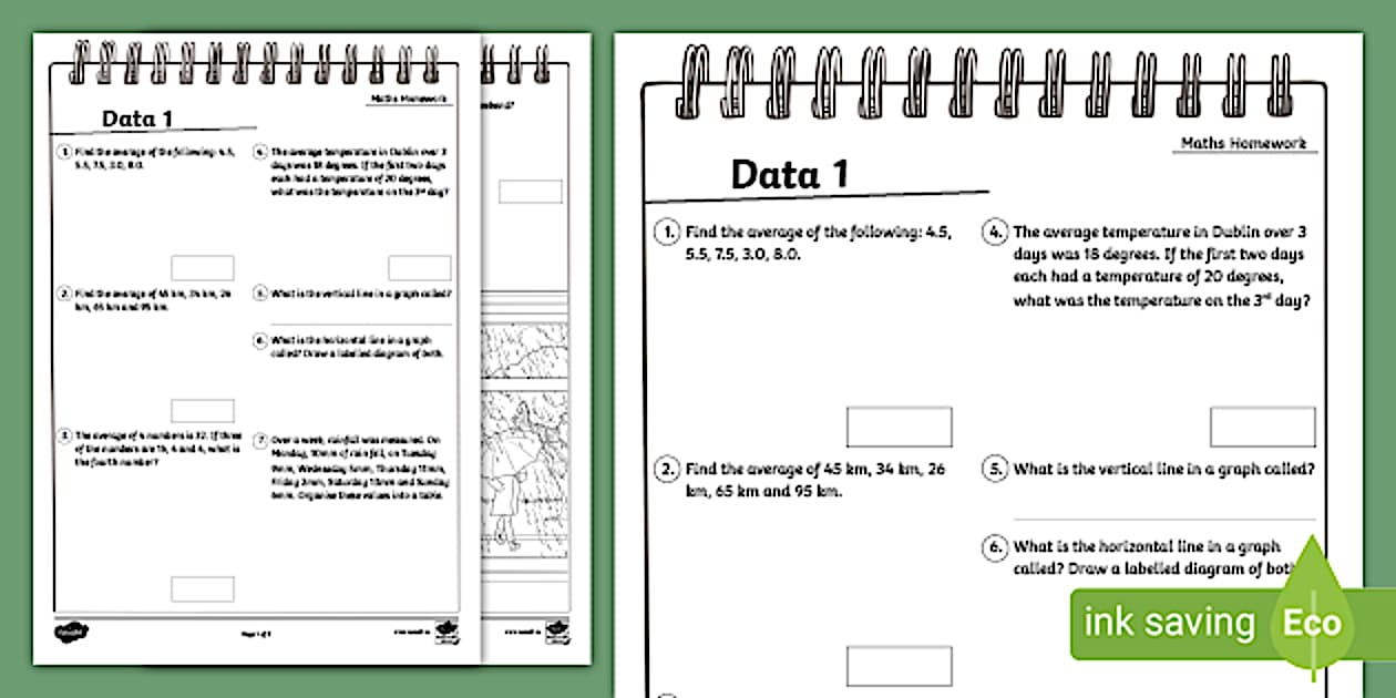 Maths Homework - Data 1 (teacher made) - Twinkl