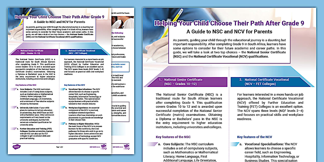 Helping Your Child Grade 9 - A Guide NSC and NCV for Parents