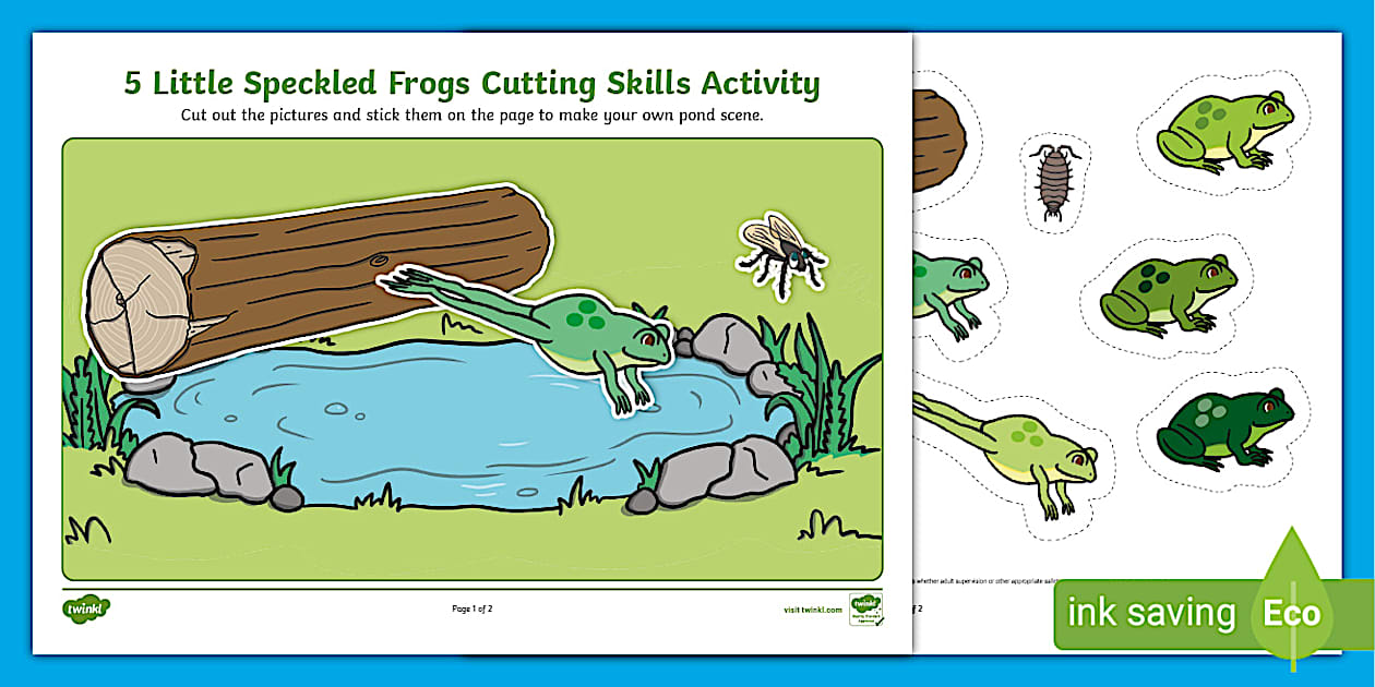 5 Little Speckled Frogs Cutting Skills Activity | Twinkl