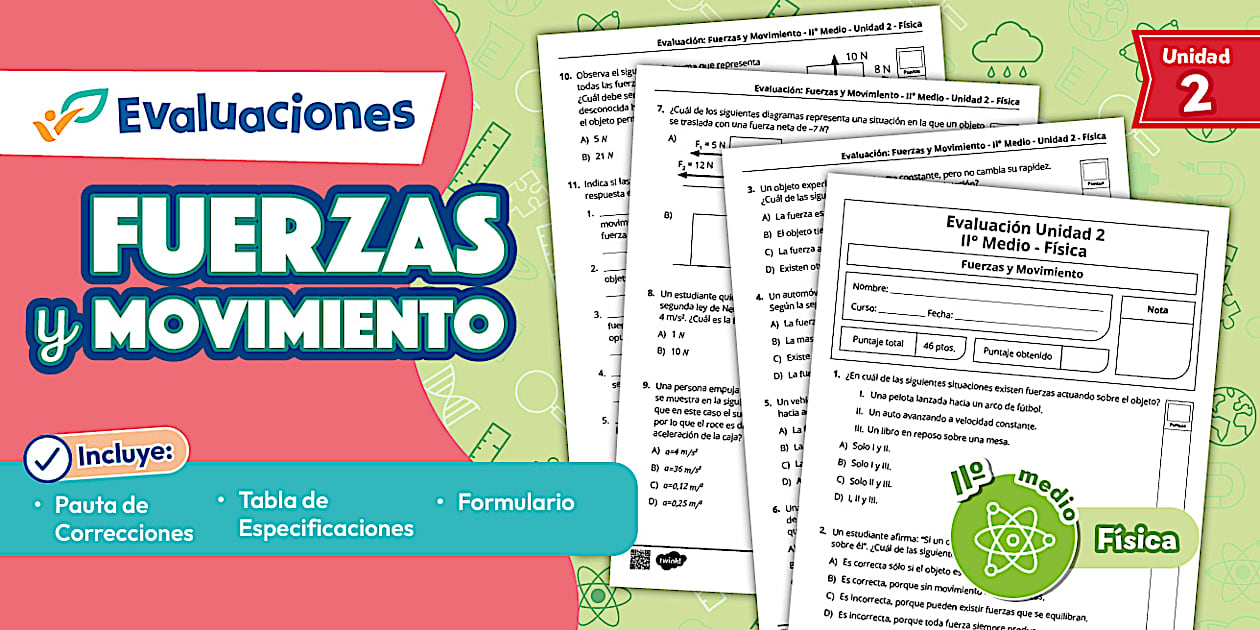 Evaluación | Fuerzas | Física | II° Medio | Unidad 2