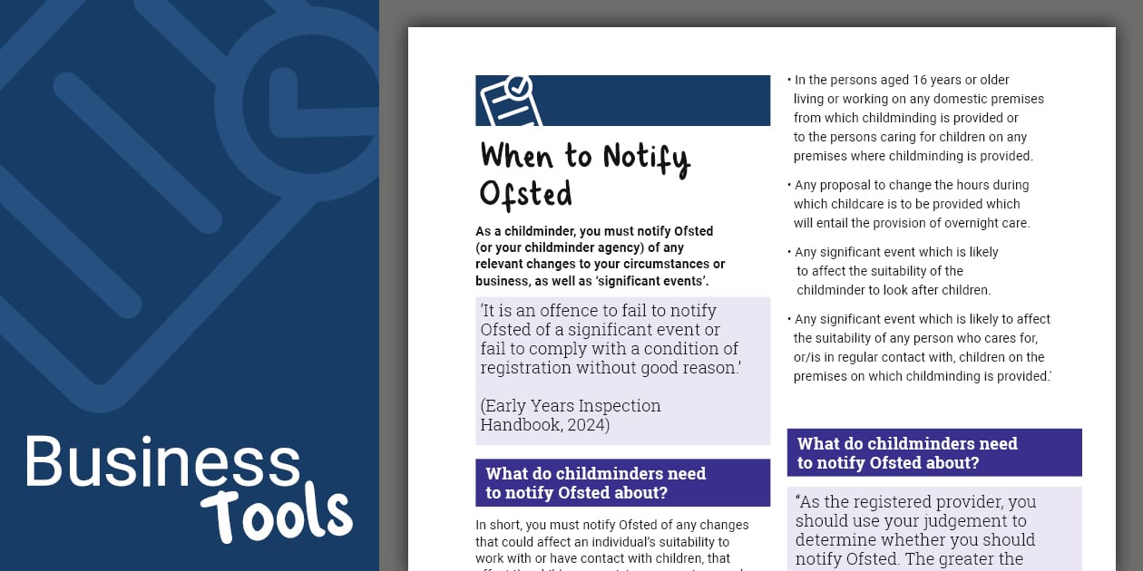 Childminder Guidance: When to Notify Ofsted (Teacher-Made)