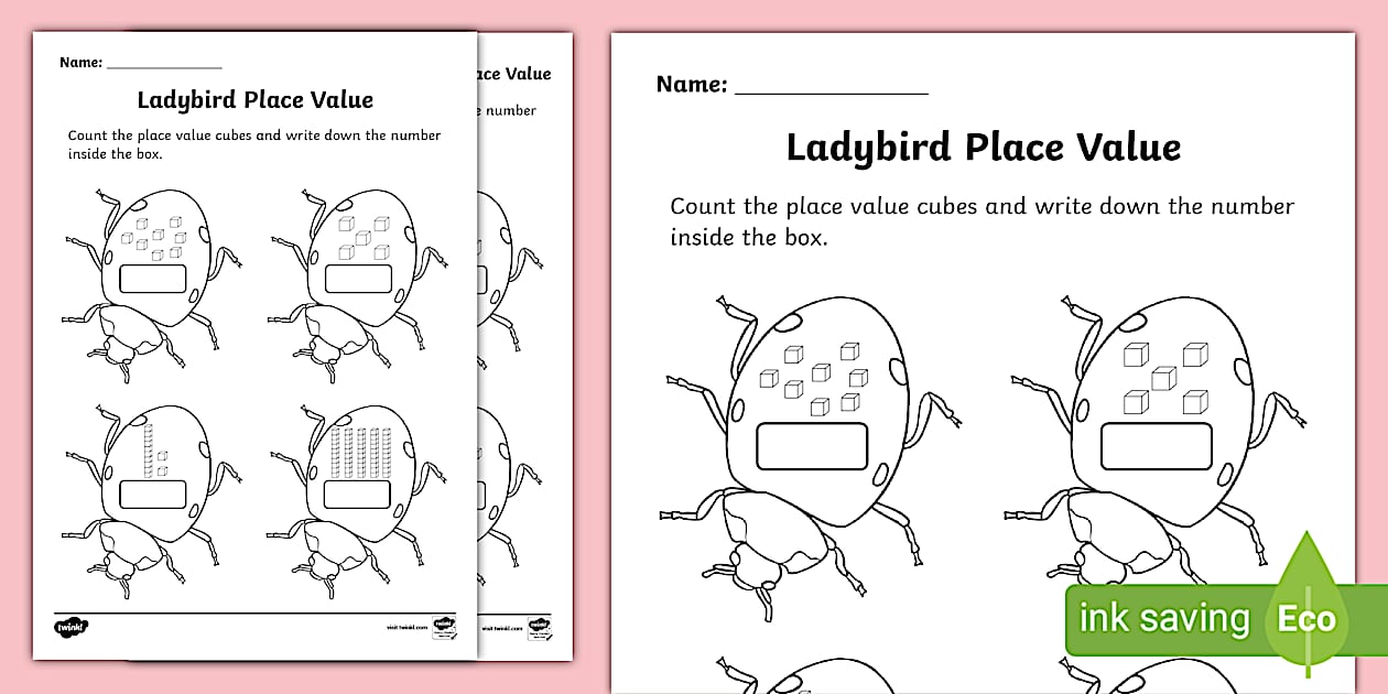Ladybird Place Value Activity Sheet (Teacher-Made) - Twinkl