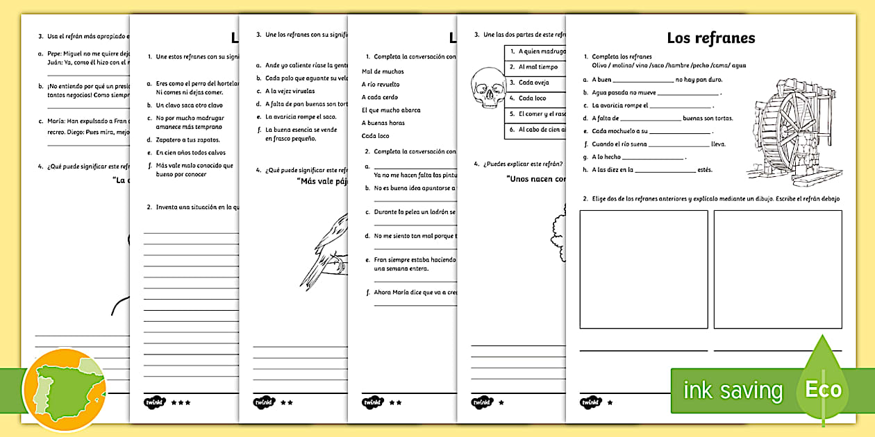 Lower Ability Ficha de actividad: Los refranes - Twinkl