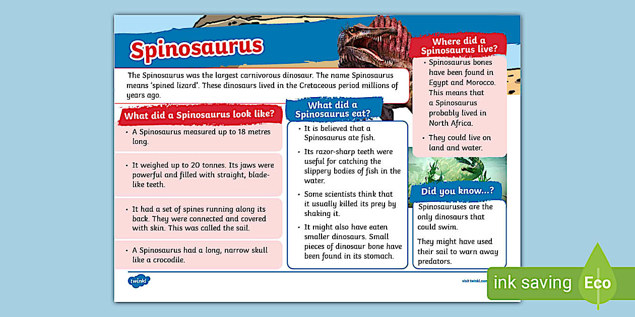 Spinosaurus Fact File (teacher made) - Twinkl