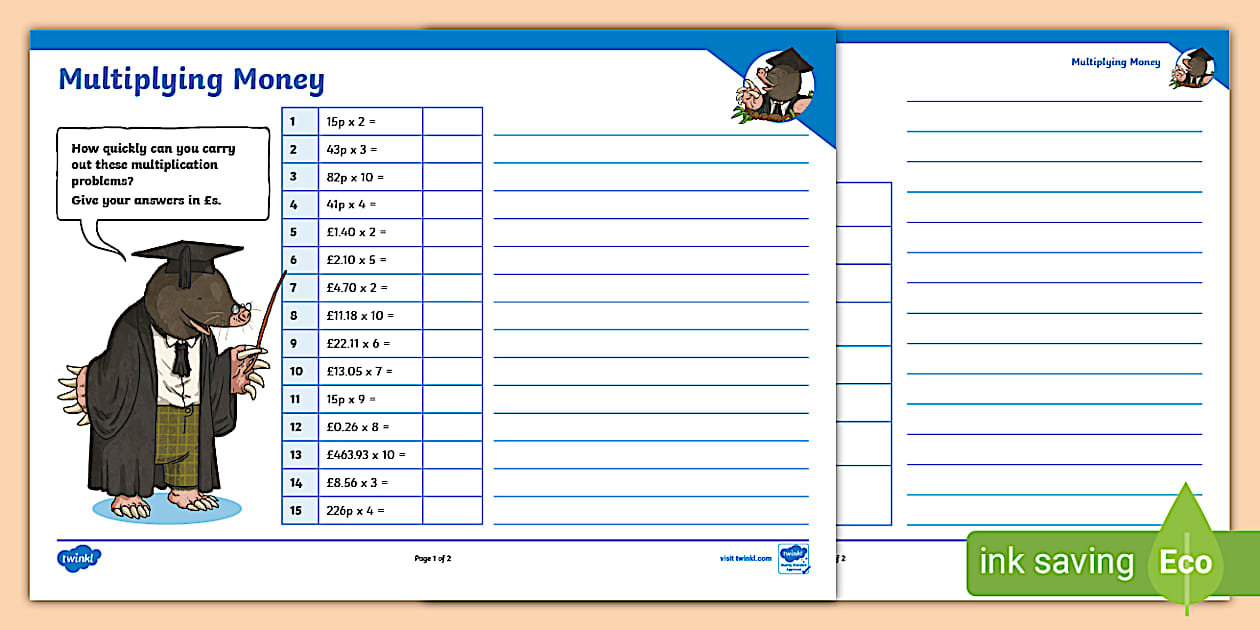 Multiplying Money (teacher made) - Twinkl
