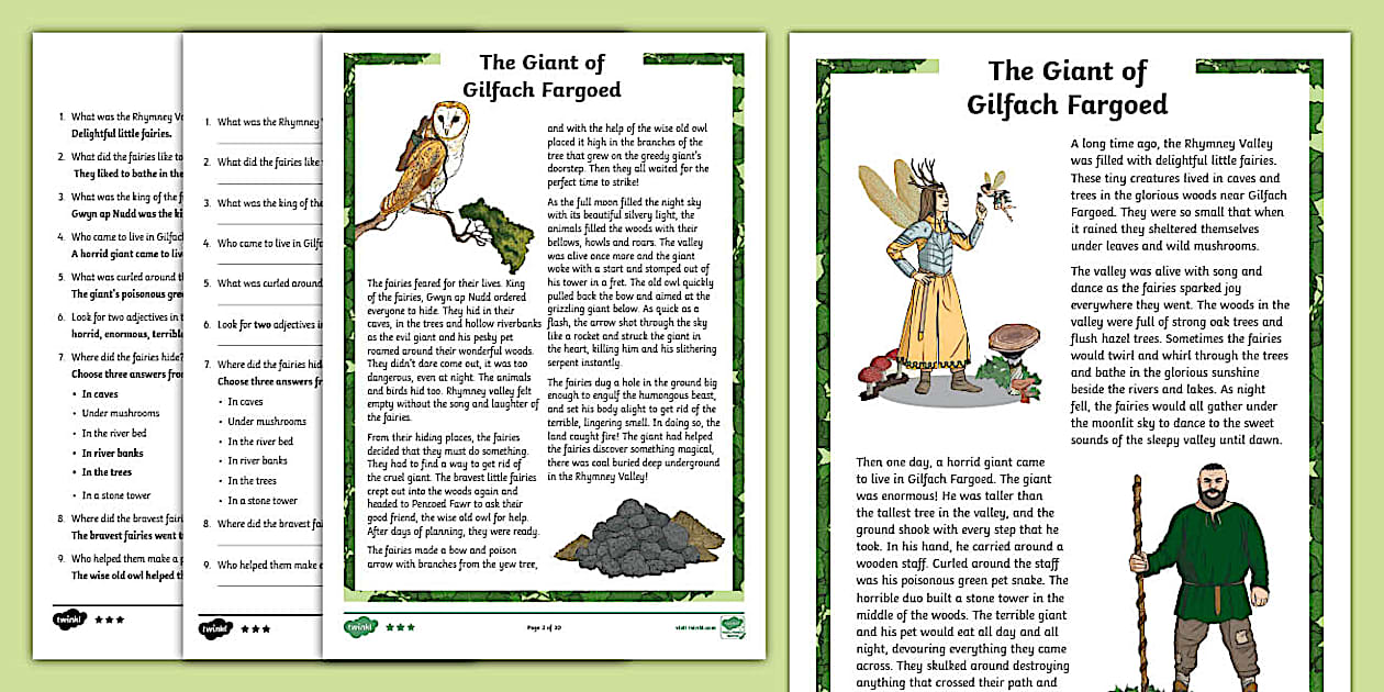 The giant of Gilfach Fargoed Differentiated Comprehension