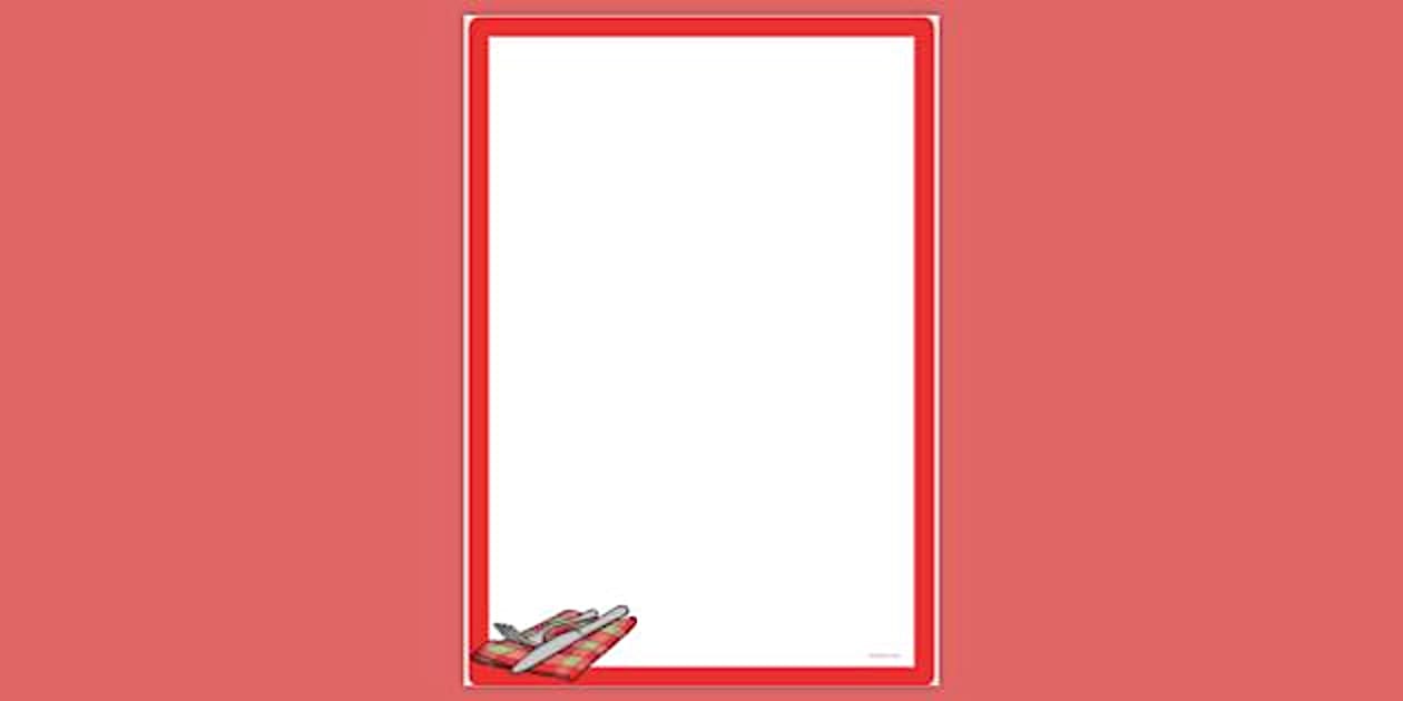 Knife and Fork with Tartan Napkin Page Border | Page Borders | Twinkl