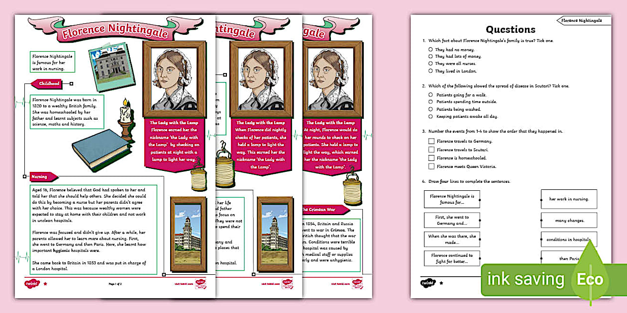 LKS2 Florence Nightingale Reading Comprehension Activity
