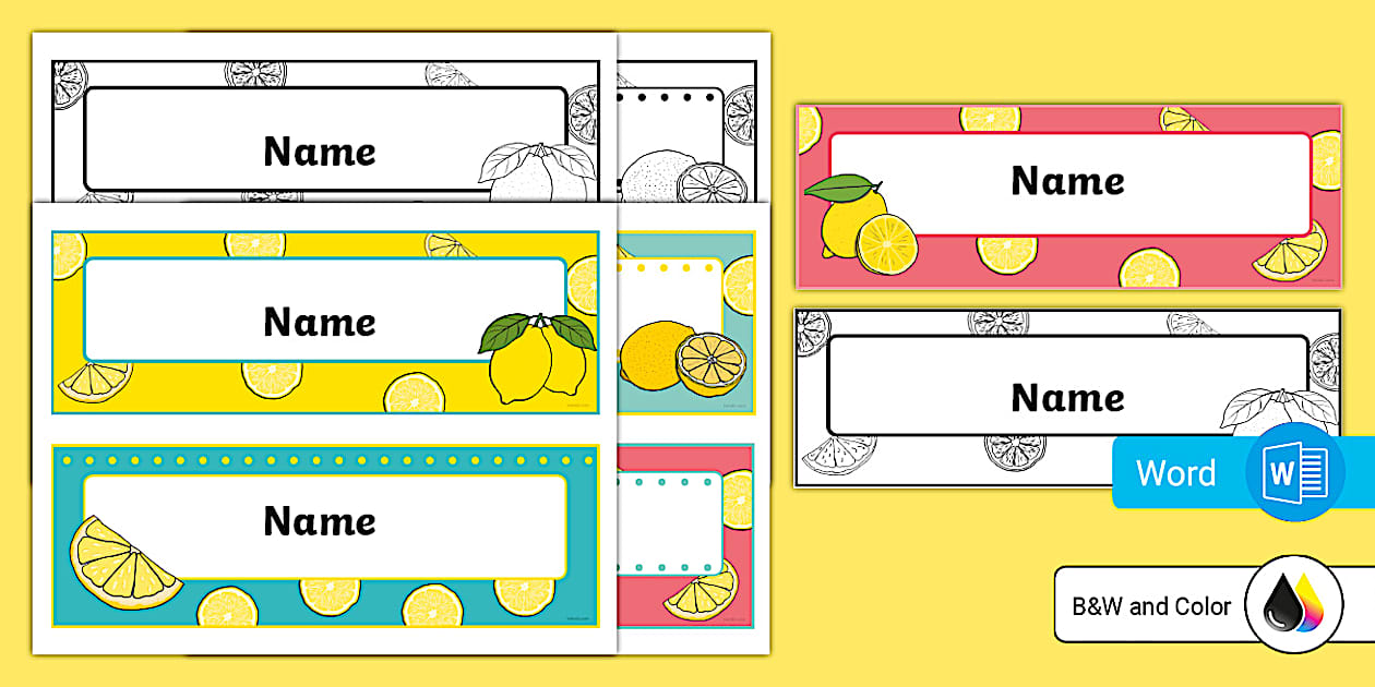 Editable Lemon Theme Desk Nameplates (teacher made) - Twinkl