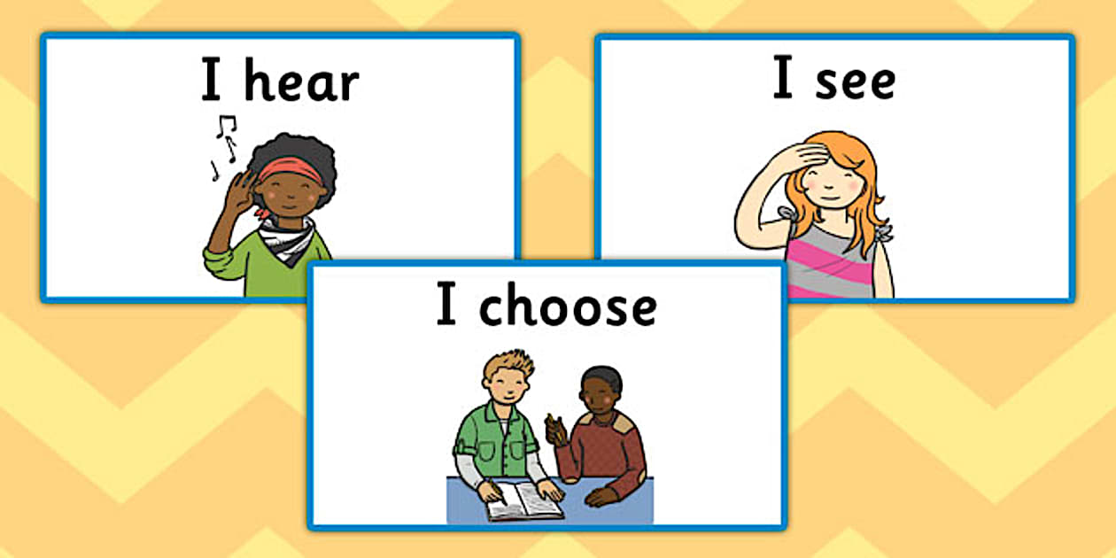 Black and White I See, I Hear, I Choose Cards - Twinkl