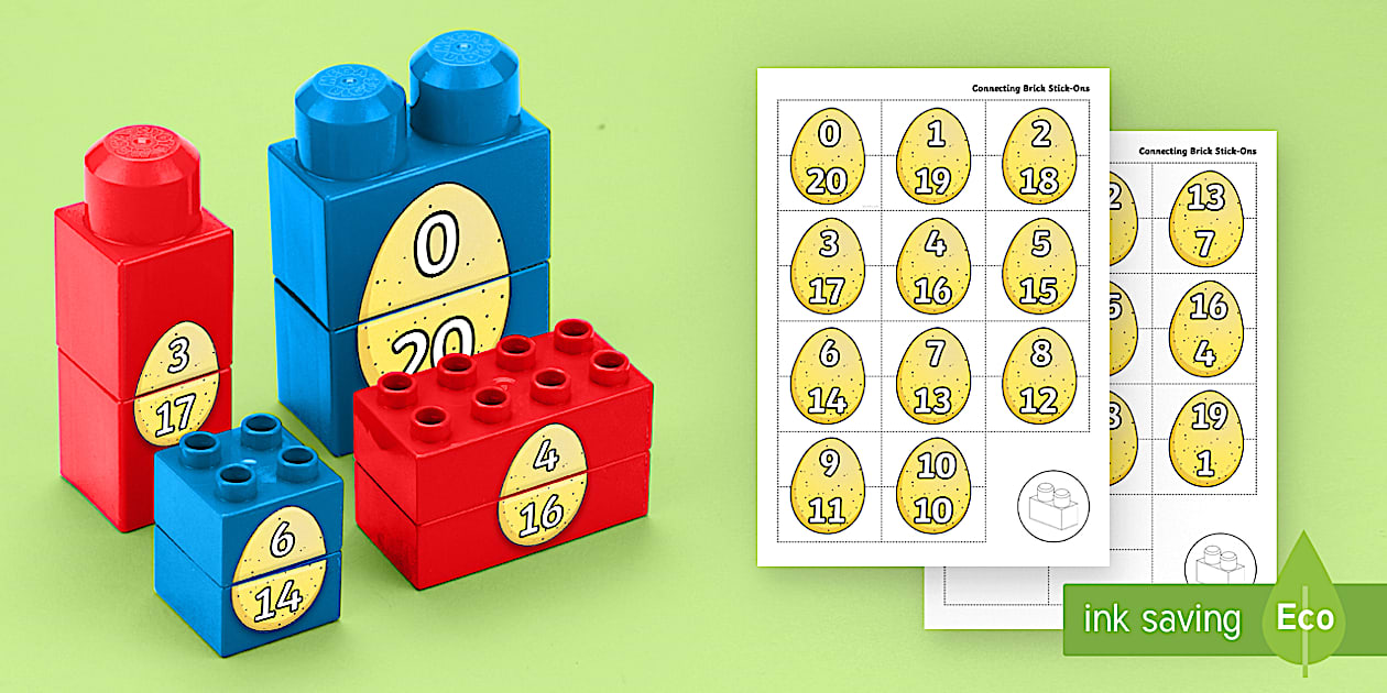 Dinosaur Eggs Number Bonds to 20 Connecting Bricks Game