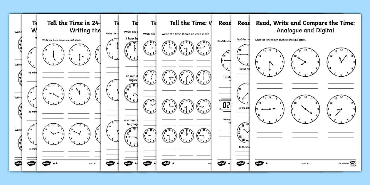 Tell the Time Worksheets | Maths Resource Pack - Twinkl