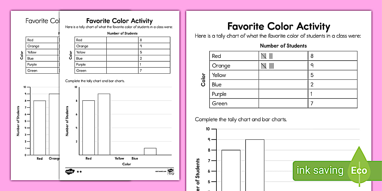 Editable Favorite Color Tally and Bar Chart Activity Worksheet
