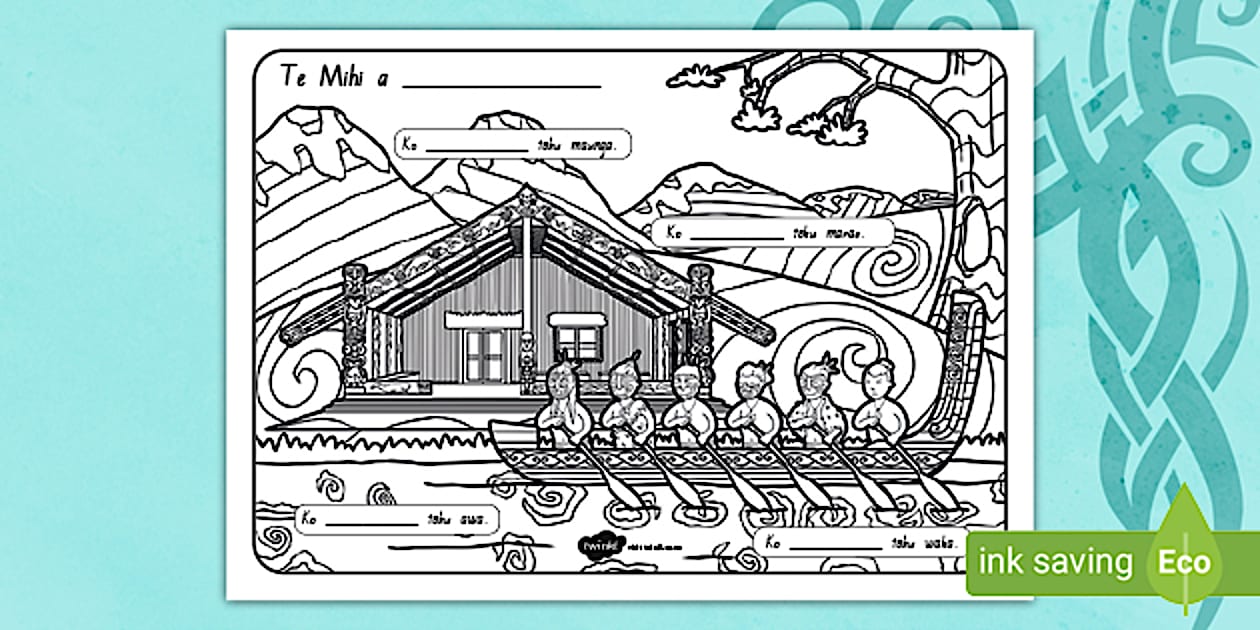 FREE! - Māori Visual Mihi Examples Colouring Activity - Twinkl NZ