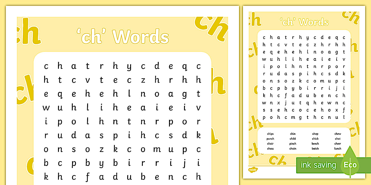 'ch' Word Search (teacher made) - Twinkl
