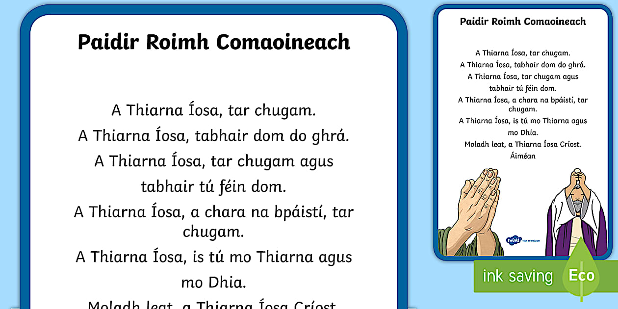 Prayer Before Communion Display Poster Gaeilge - Twinkl