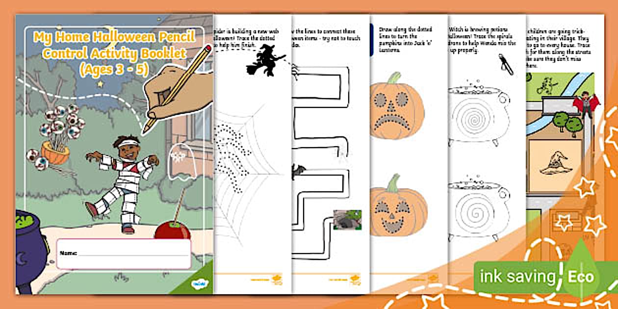 My Home Halloween Pencil Control Activity Booklet (Ages 3-5)