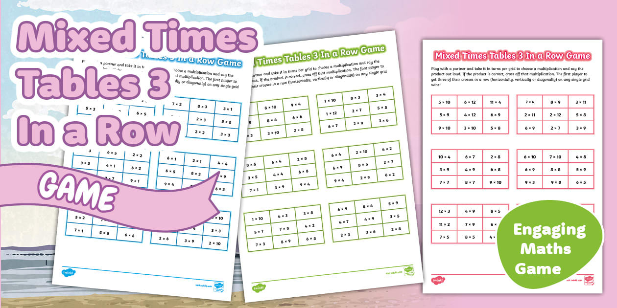 👉 Mixed Times Tables 3 In a Row Game