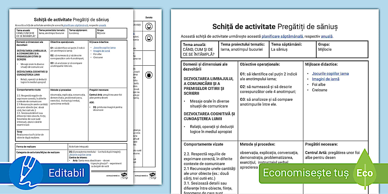 Pregătiți de săniuș – Schiță de activitate grupa mijlocie
