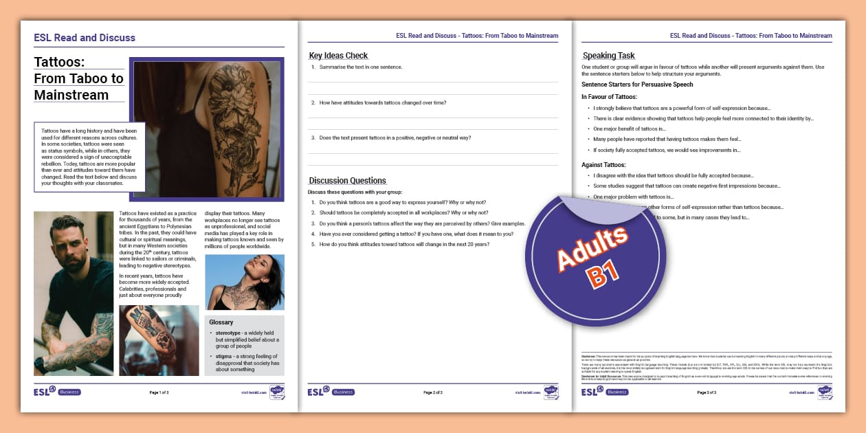 ESL Tattoos: From Taboo to Mainstream - Twinkl