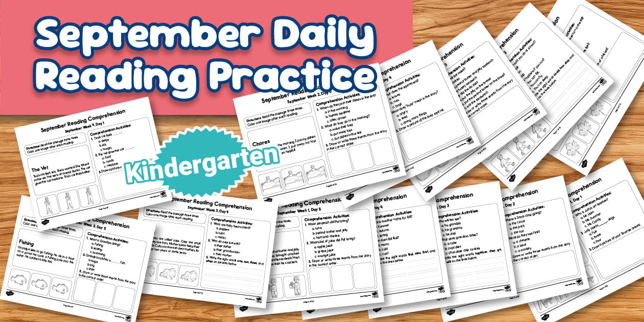 September Kindergarten Reading Comprehension Mats - Twinkl