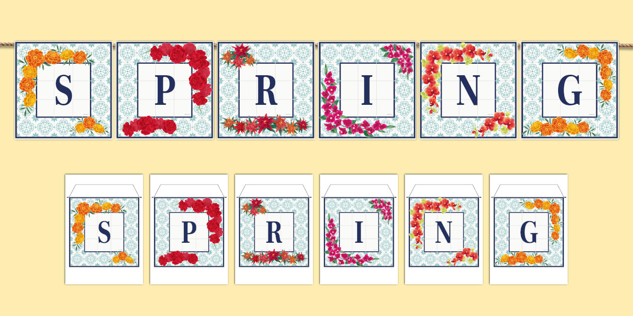 Floral Ceramics Themed Spring Display Bunting (teacher made)