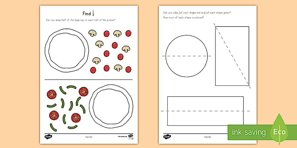 Find a Half Worksheet / Worksheet (teacher made) - Twinkl