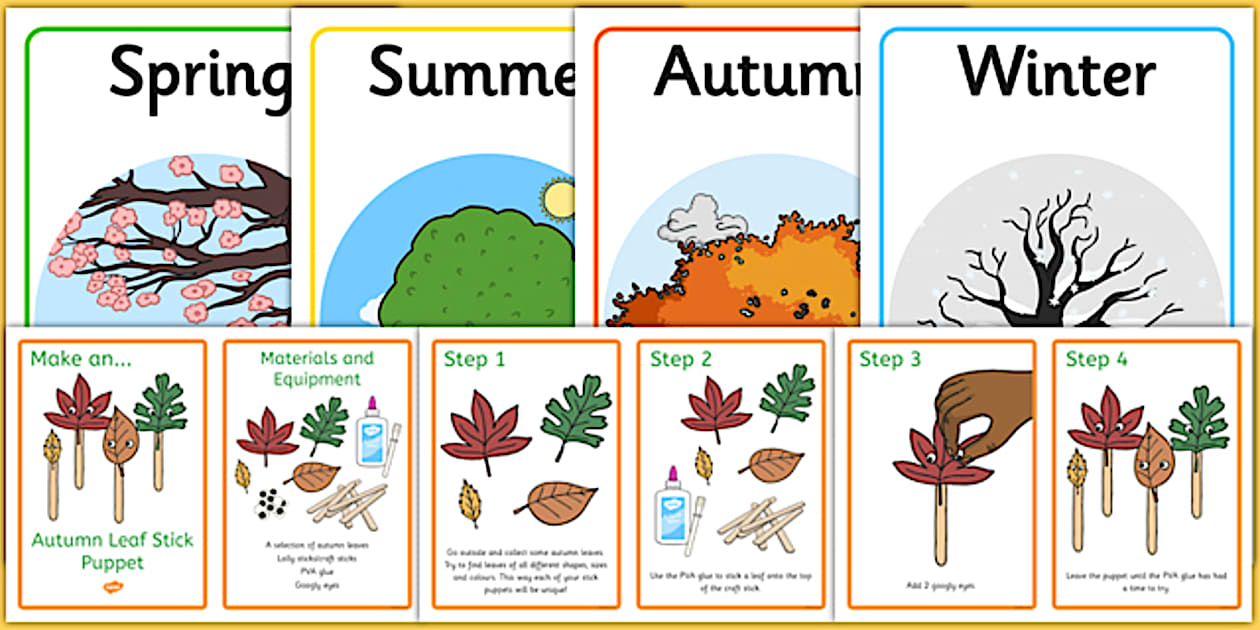 Autumn Leaf Stick Puppets Resource Pack (Teacher-Made)