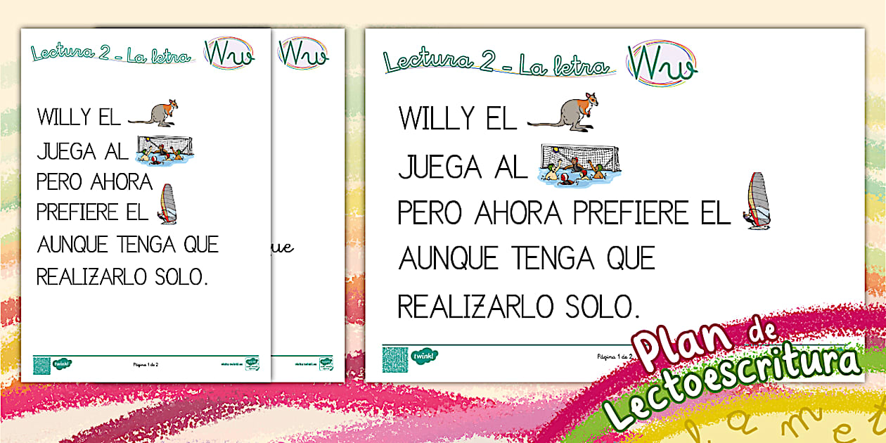 Plan de lectoescritura: La letra W - Lectura 2 - Twinkl