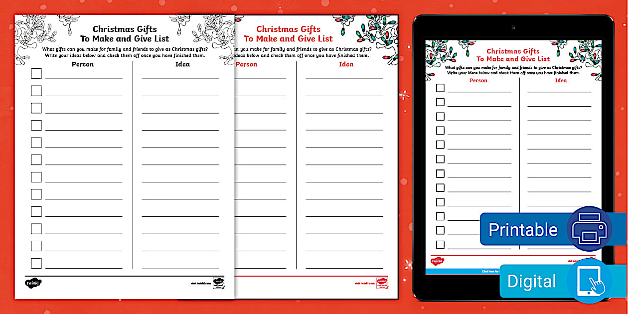 Christmas Gifts To Make and Give List (Teacher-Made)
