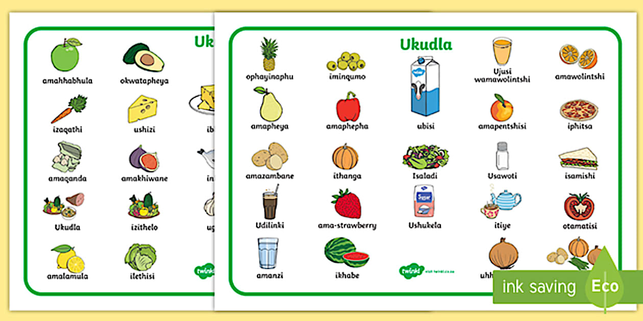 Food Word Mat isiZulu - Amagama Okudla