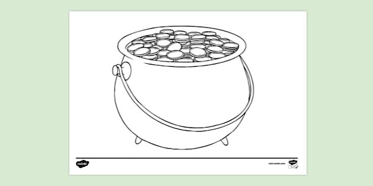 St Patrick's Day Pot of Gold Colouring | Colouring Sheets