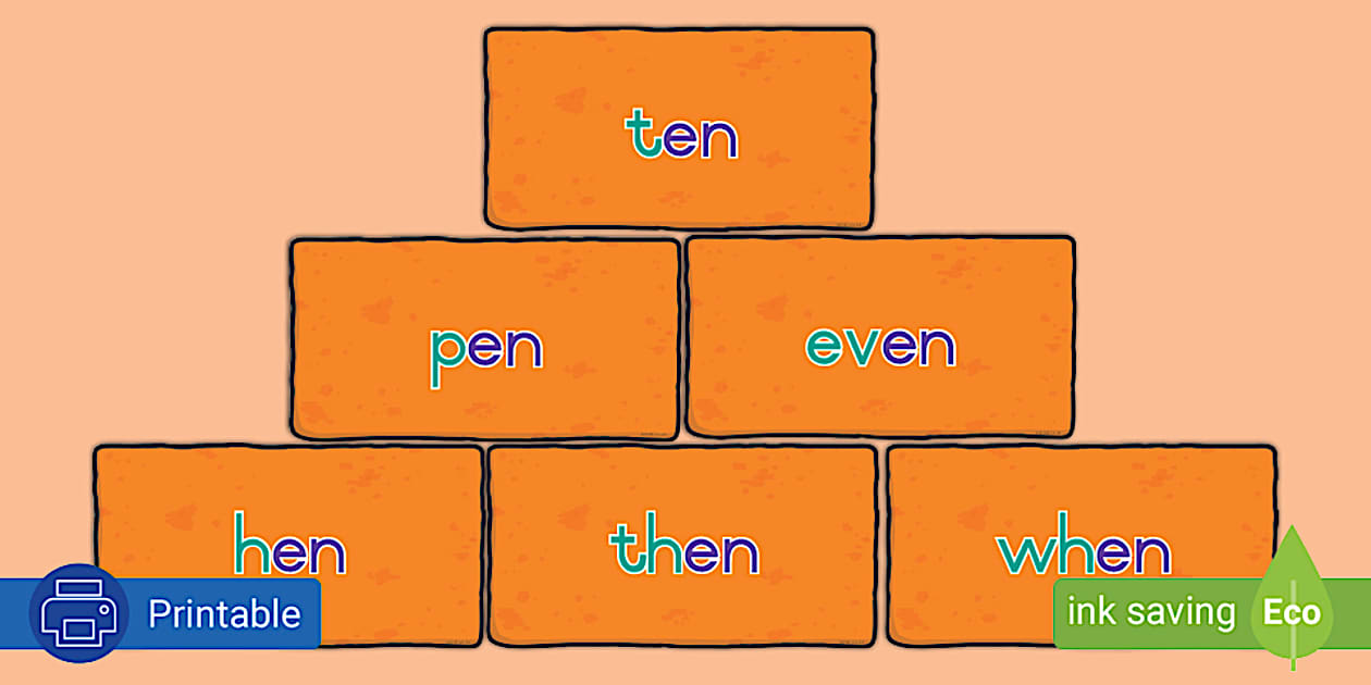 Grade 1 Phonics: -en Word Wall Cards