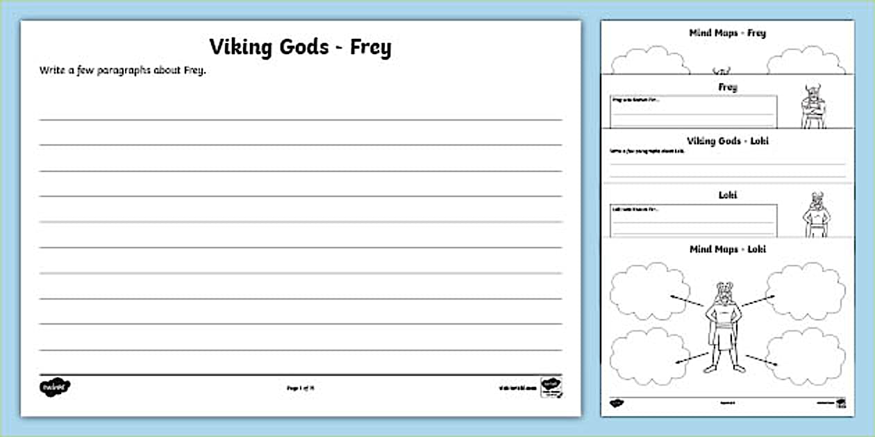 Viking Gods Mind Maps and Worksheets - Teaching Resource