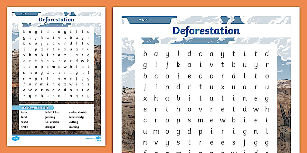 Deforestation Word Search | KS2 | Environment | Twinkl