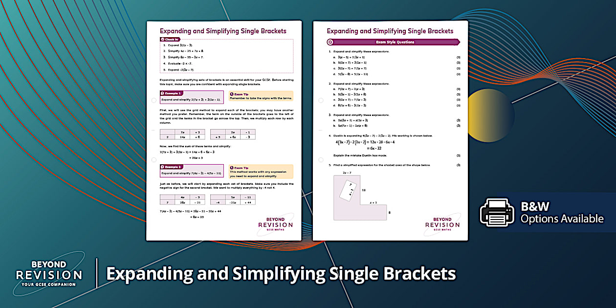 👉 Expanding and Simplifying Single Brackets - Twinkl