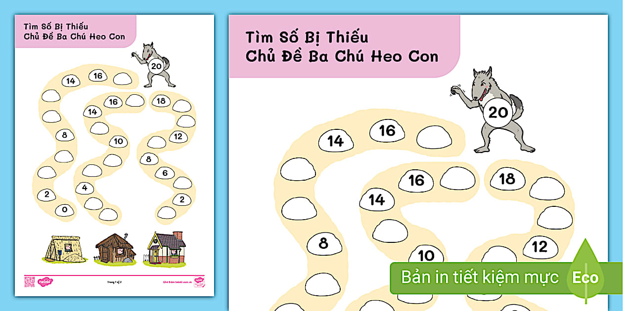 Trò Chơi Tìm Số Bị Thiếu Chủ Đề Ba Chú Heo Con