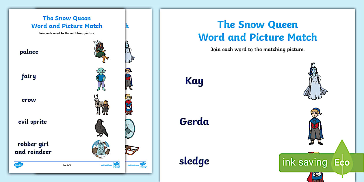 The Snow Queen Word and Picture Match (teacher made)