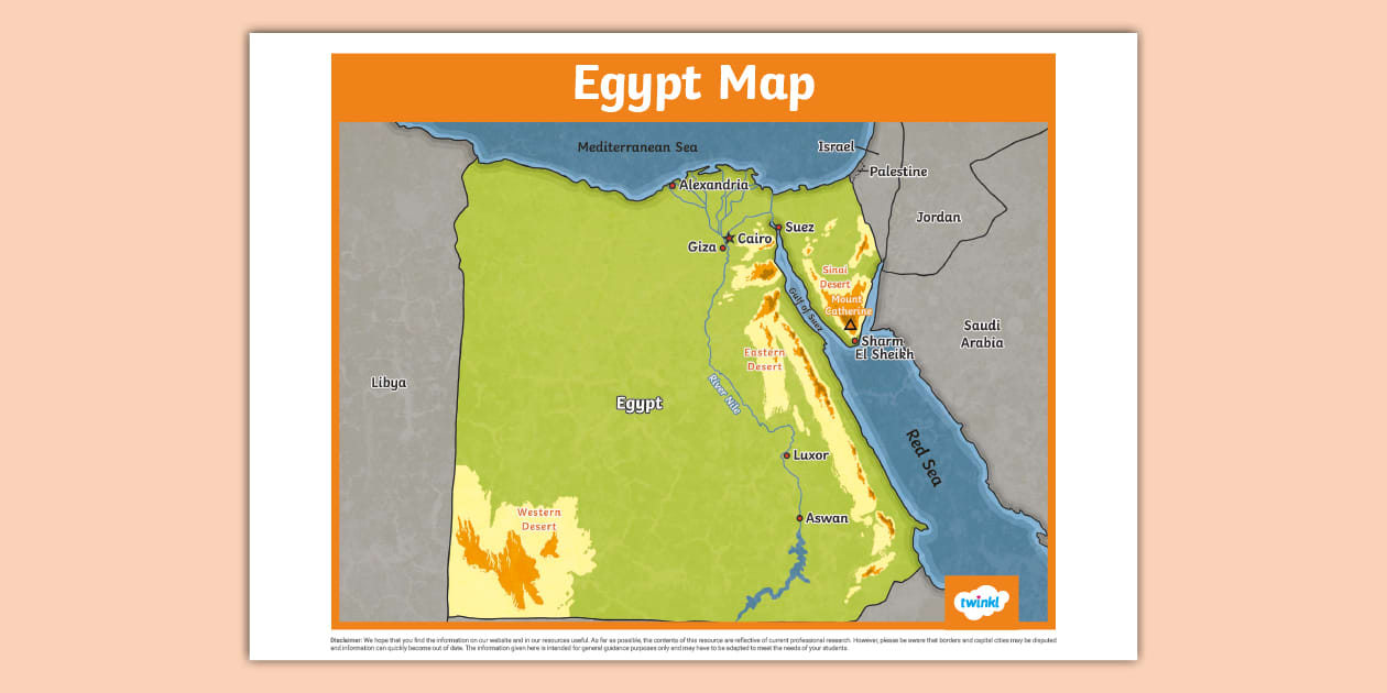 KS2 Egypt Display Map - Geography (professor feito) - Twinkl