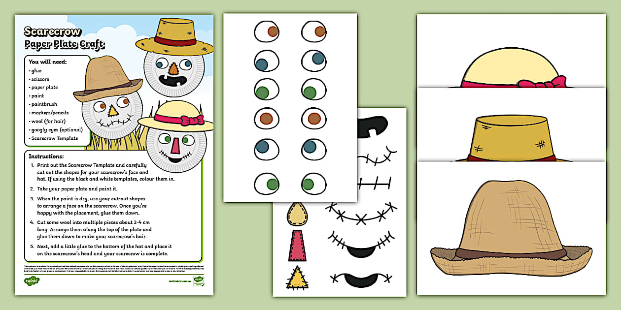 Scarecrow Paper Plate Craft (teacher made) - Twinkl
